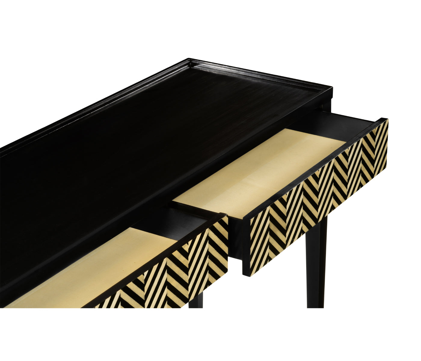 Classic Ebony & Ivory Herringbone Console Table – Gramercy Home Design