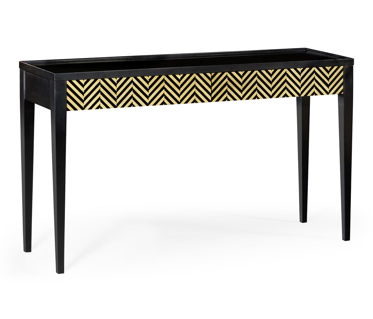 Classic Ebony & Ivory Herringbone Console Table – Gramercy Home Design