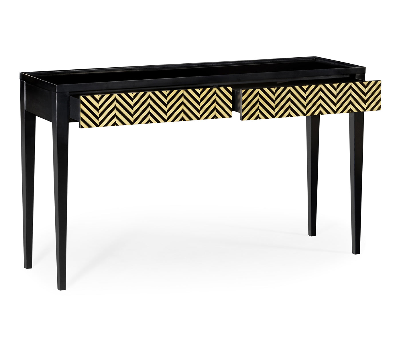 Classic Ebony & Ivory Herringbone Console Table – Gramercy Home Design