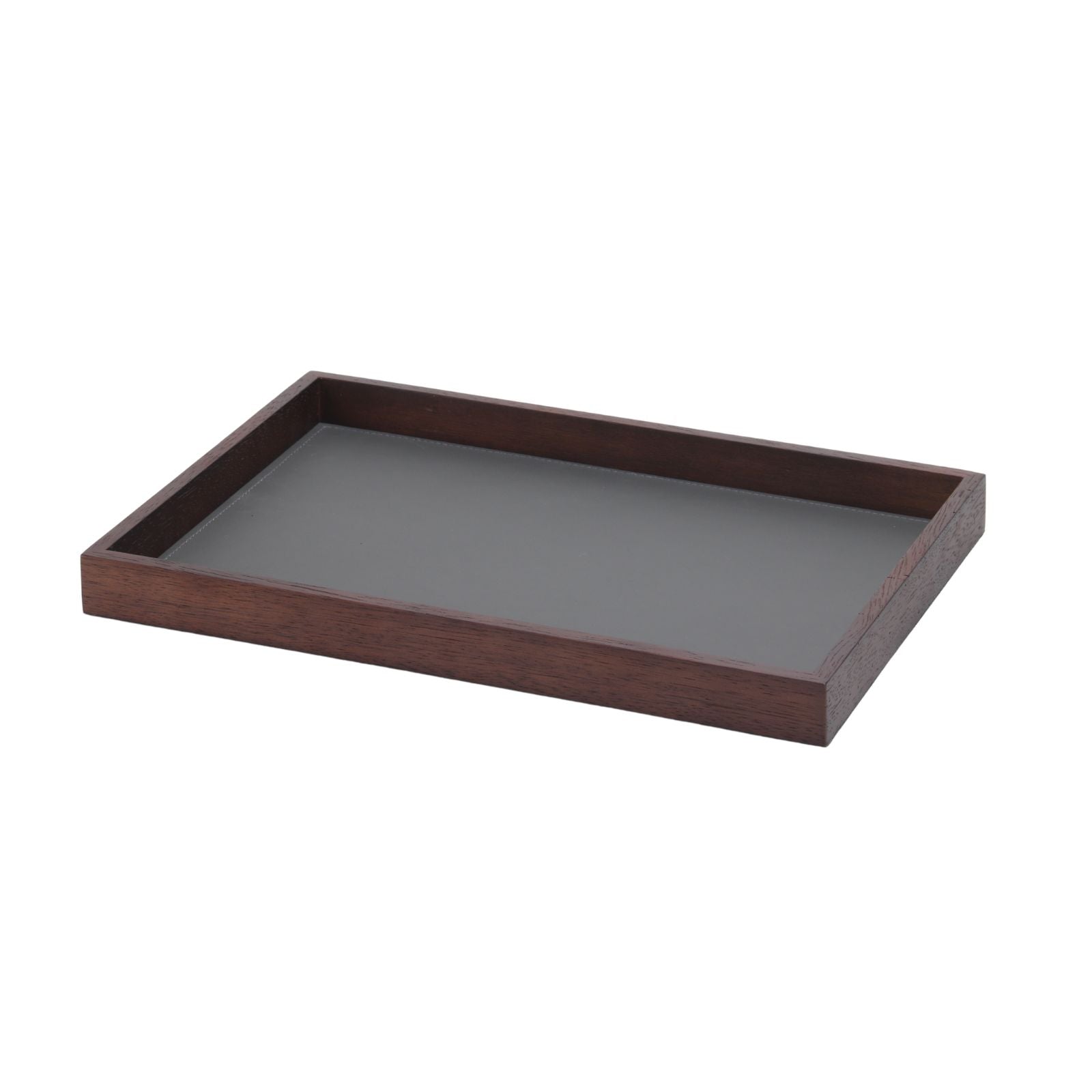 Rectangular Tray with Faux Grey Leather - Large – Gramercy Home Design